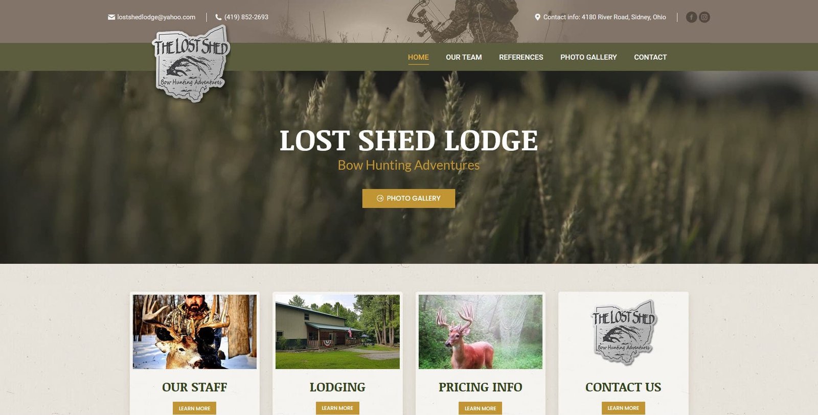 Lost Shed Lodge Portfolio | Hunting Adventures Website | Elision