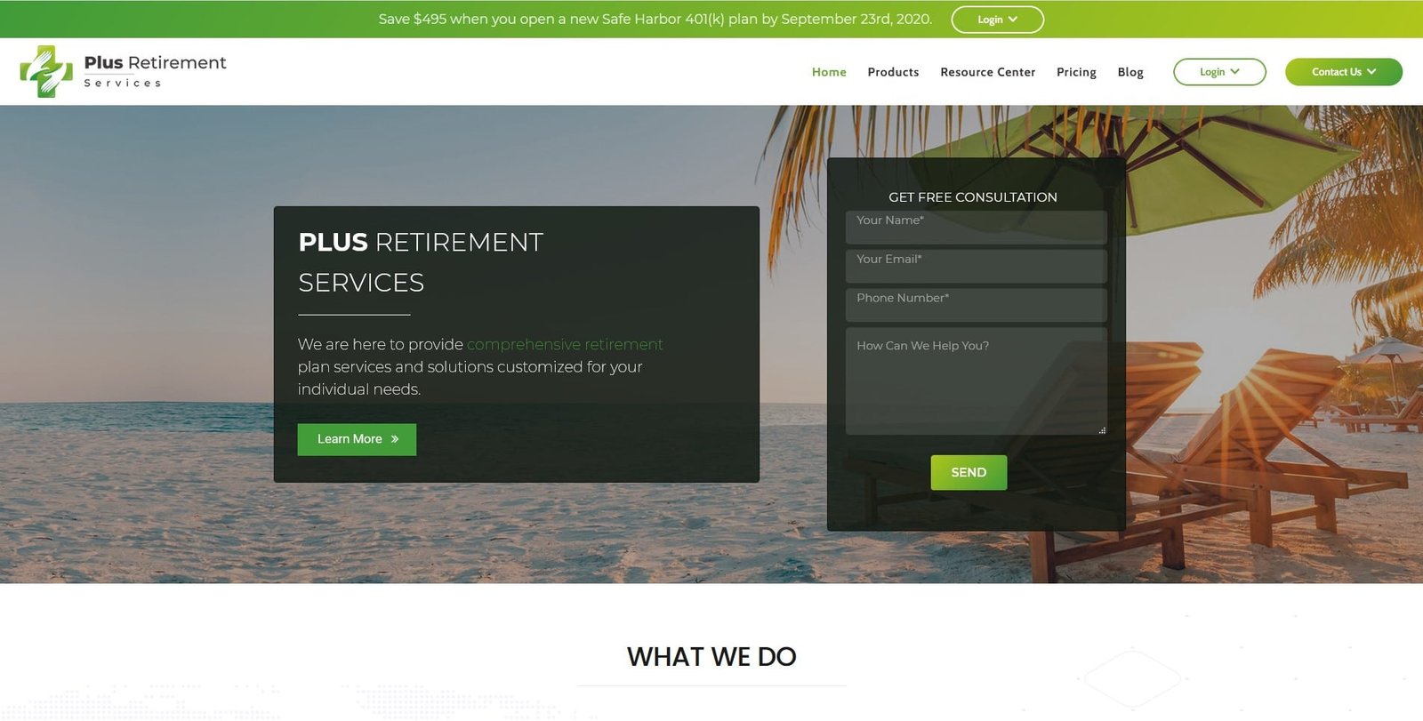 Plus Retirement Services Portfolio | Consulting Website | Elision